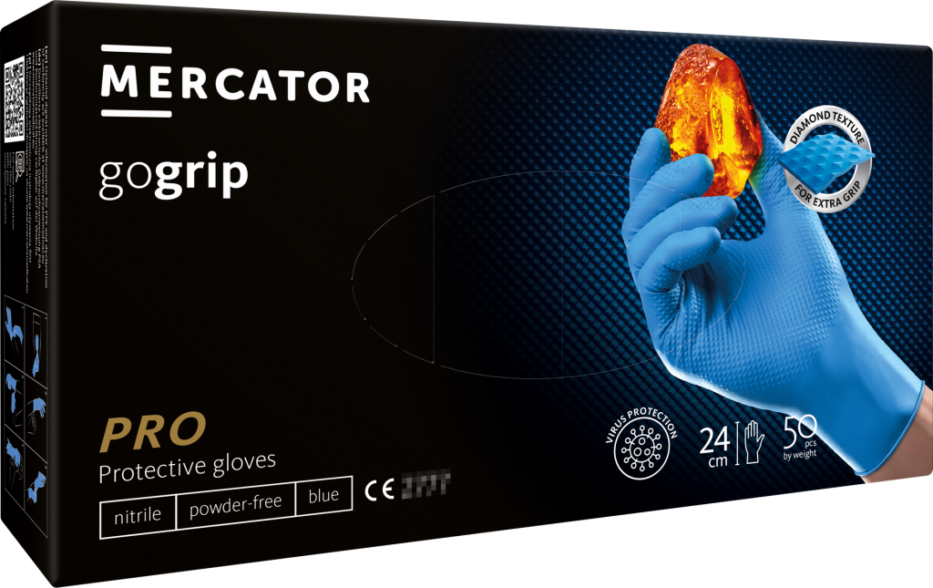 Nitrile gloves GoGrip PRO, blue - Work Foxx