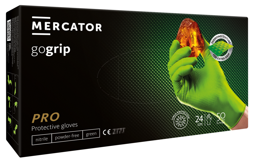 Nitrilne rokavice GoGrip PRO, zelene - Work Foxx